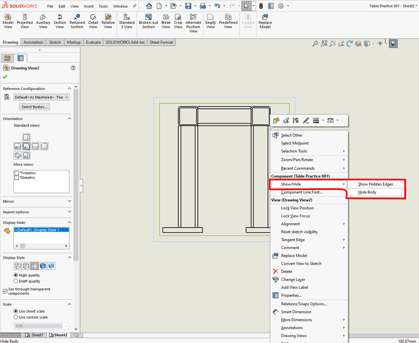 Xuất bản vẽ với Multi Body trên SOLIDWORKS
