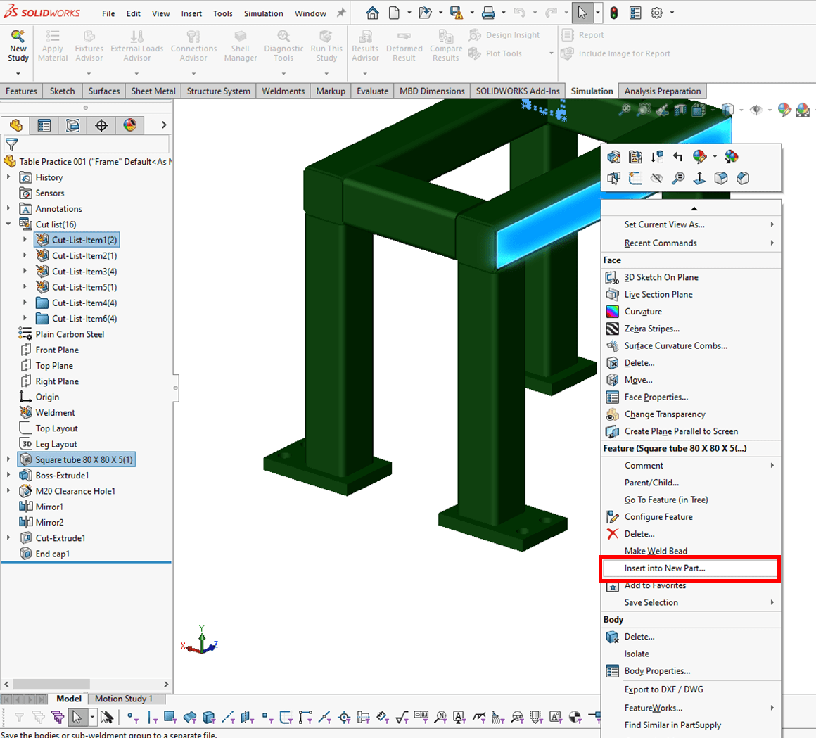 Xuất bản vẽ với Multi Body trên SOLIDWORKS