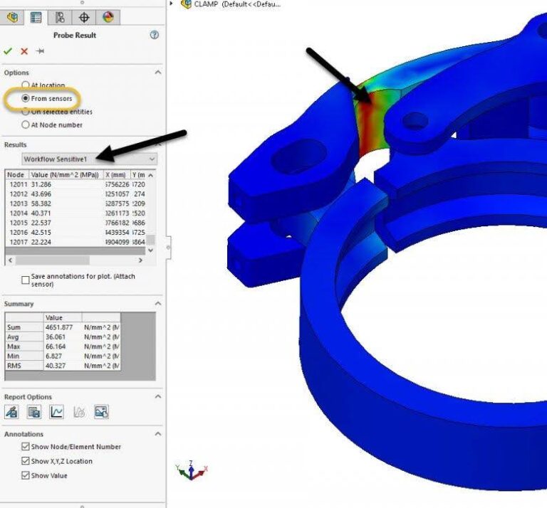 Sử dụng SOLIDWORKS Simulation Sensors và Selection Sets